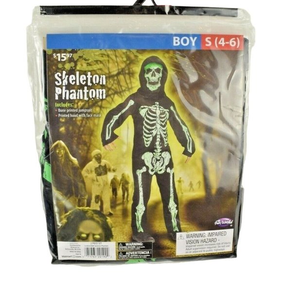 Fun World | Costumes | Skeleton Phantom 2 Piece Costume Boys Size Small ...